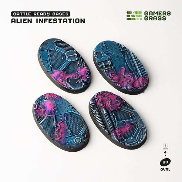 Battle Ready Bases: Alien Infestation- Oval 60mm (x4)- Oval 60mm (x4 ...