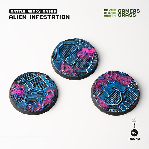Battle Ready Bases: Alien Infestation- Round 50mm (x3)- Round 50mm (x3 ...